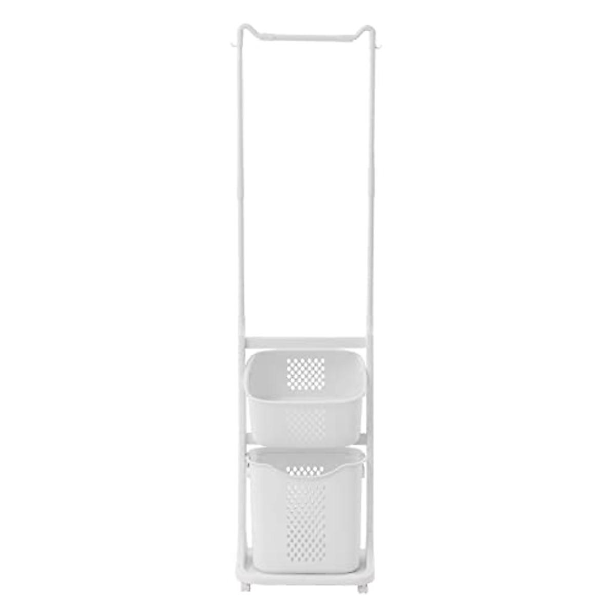 Laundry Basket 3-Layer Clothes Storage Basket Rolling Laundry Cart with Wheels, Bathroom Clothes Hamper Organizer Freestanding Household Storage Shelf for Bathroom Kitchen Bedroom