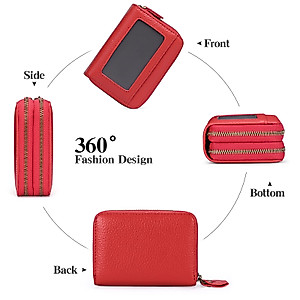 GOIACII Small Genuine Leather Wallet for Women, RFID Blocking Credit Card Holder Wallet