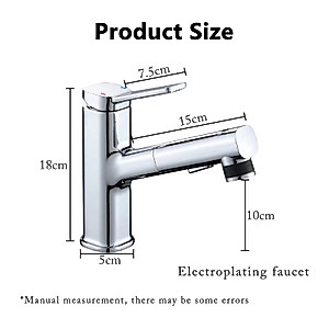 Bathroom Faucets with Pull Down Sprayer Single Handle Pull Out Bathroom Faucet Chrome Bathroom Sink Faucet Stainless Steel Bathroom Faucets Suitable for Hot and Cold Water