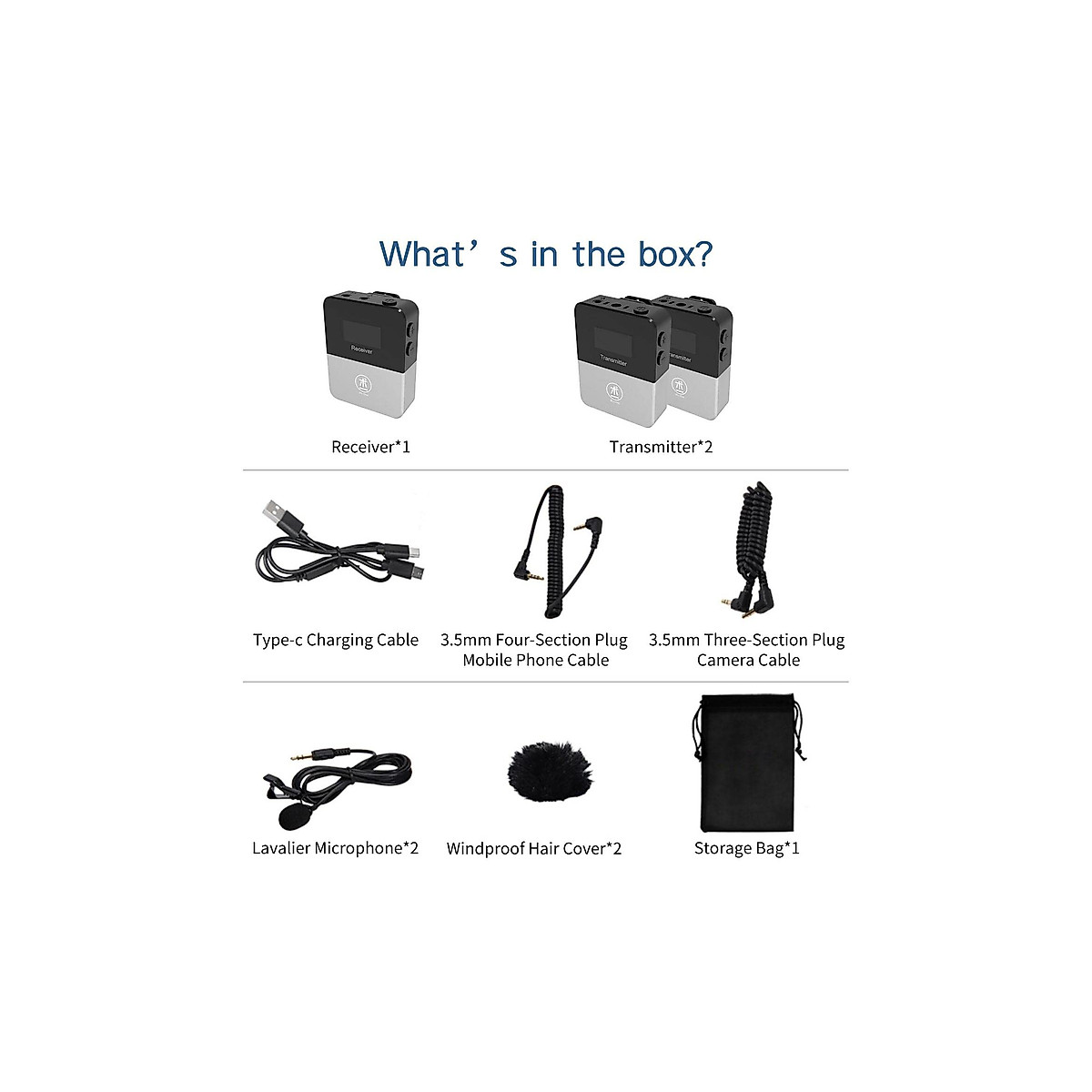 Mirabox Wireless Lavalier Microphone, 32 Channels UHF Microphone System with 2 Transmitter and 1 Receiver,Lav Mic for DSLR Camera, Smartphone, Tablets