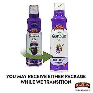Pompeian 100% Grapeseed Oil Non-Stick Cooking Spray, Perfect for Stir-Frying, Grilling and Sauteing, Naturally Gluten Free, Non-GMO, No Propellants, 5 FL. OZ., Single Bottle
