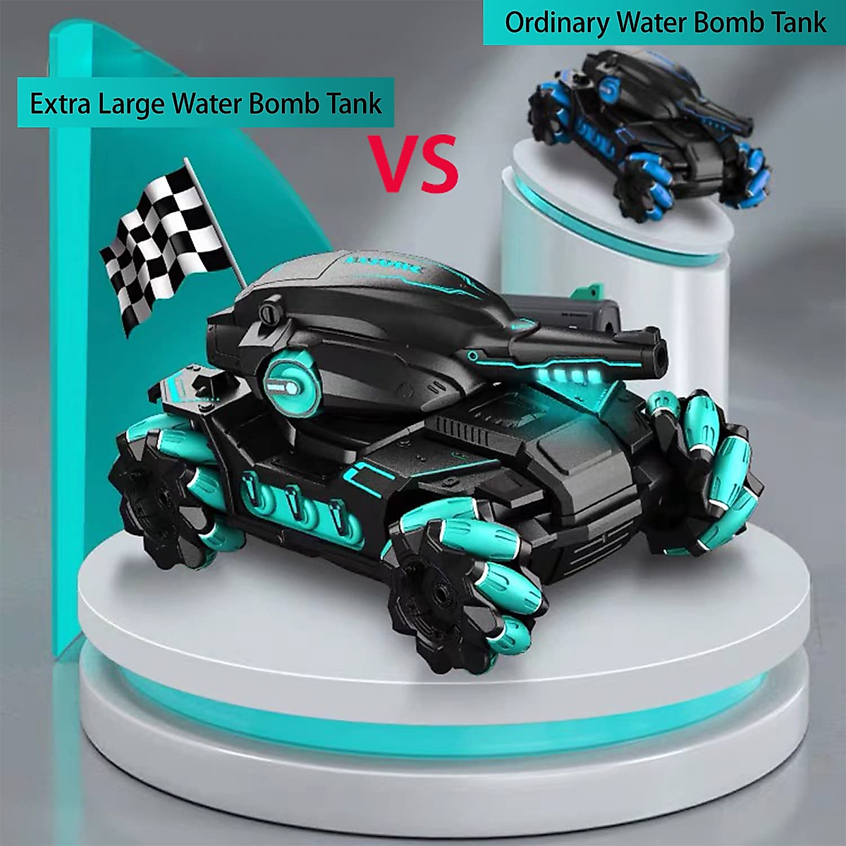 Xximuim RC Tank Car, 2.4G Electric Watch Remote Control Water Bomb Tank car Stunt Multiplayer Battle Toy Car, Can Drift Horizontally, 360° Stunt Rotation，Great Gift Toy for Boys