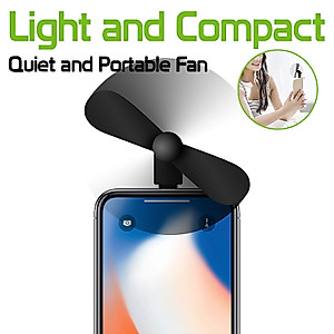 Cellet Mini Portable USB Fan Compatible with Apple iPhone 14 Pro Max Plus 13 Pro Max mini 12 Pro Max mini 11 Max XS Max Xr X 8 7 6 5 and All Other Lighting Port - Black
