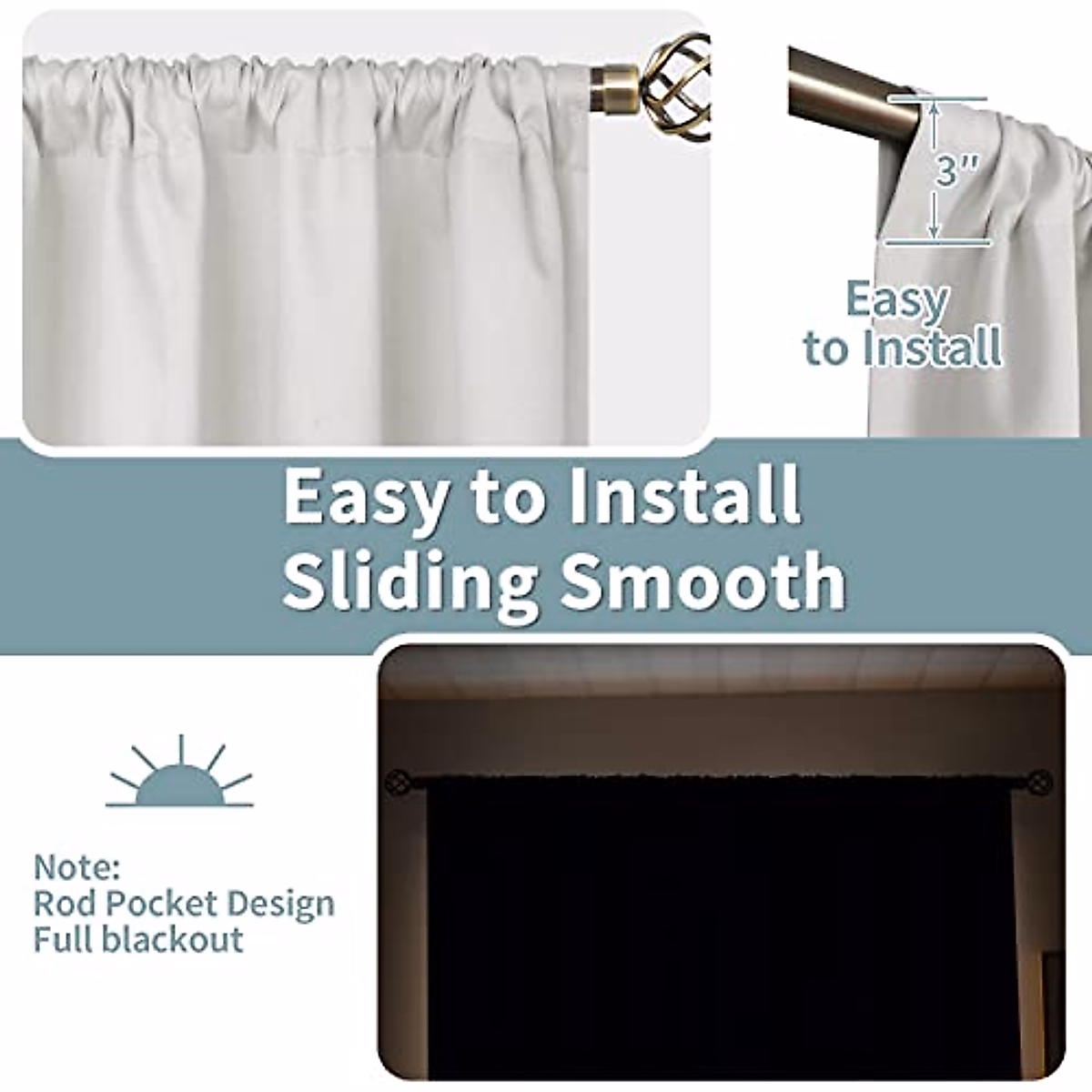 BGment Linen Textured 100% Blackout Curtains for Bedroom, Rod Pocket Double Layers Thermal Insulation Room Darkening Curtains with Liner for Living Room, 2 Panels, 52 x 63 Inches, Off White