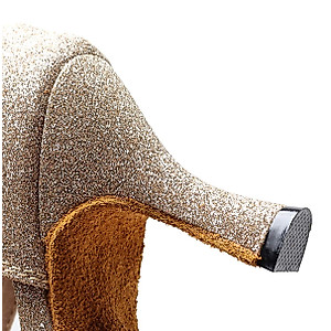 Goettin Women's Glitter Latin Ballroom Dance Shoes Cross-Band Dancing 3 inch Heels (US10) Light Gold