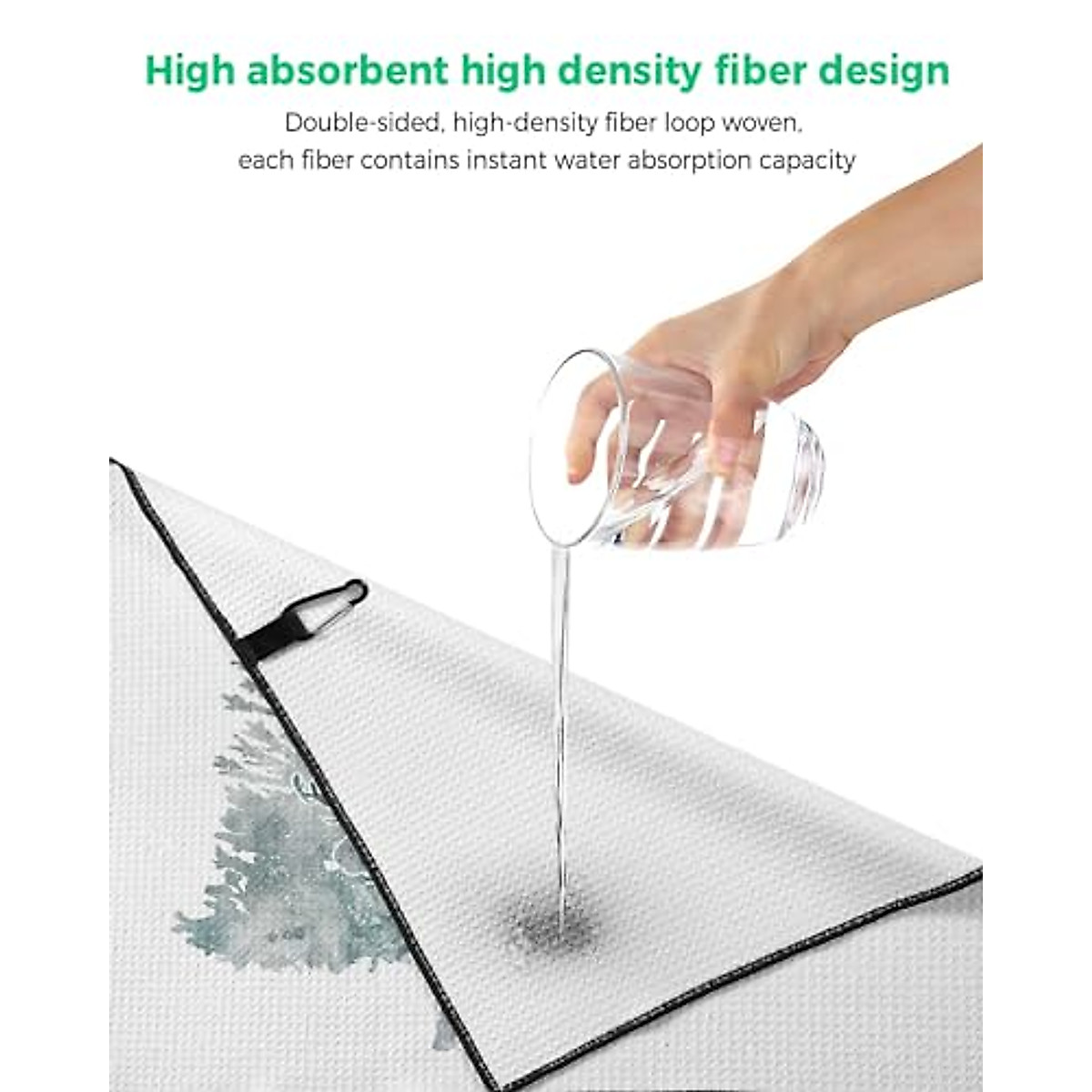 Golf Towel Christmas Reindeer Cardinal Cedar,Waffle Pattern Microfiber Club Cleaner Golf Towels with Carabiner Clip for Women Men Dad,Xmas Animal Plant Silhouette Golf Towel for Golf Bags,24x16in