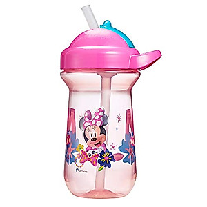 The First Years Disney Minnie Mouse Toddler Straw Cup - Spill Proof Flip Top Toddler Sippy Cups - 18 Months and Up - 10 Oz