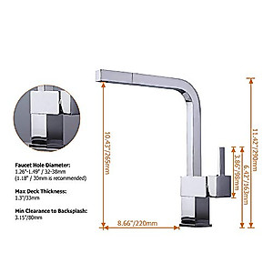 JiuZhuo Modern Single Handle Square Kitchen Sink Faucet with Pull Down Sprayer in Chrome