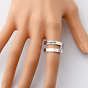 WSNANG Penguin Rings for Women Adjustable Rings Stainless Steel Penguin Wrap Ring Jewelry Penguin Animal Lover Gifts (silver)