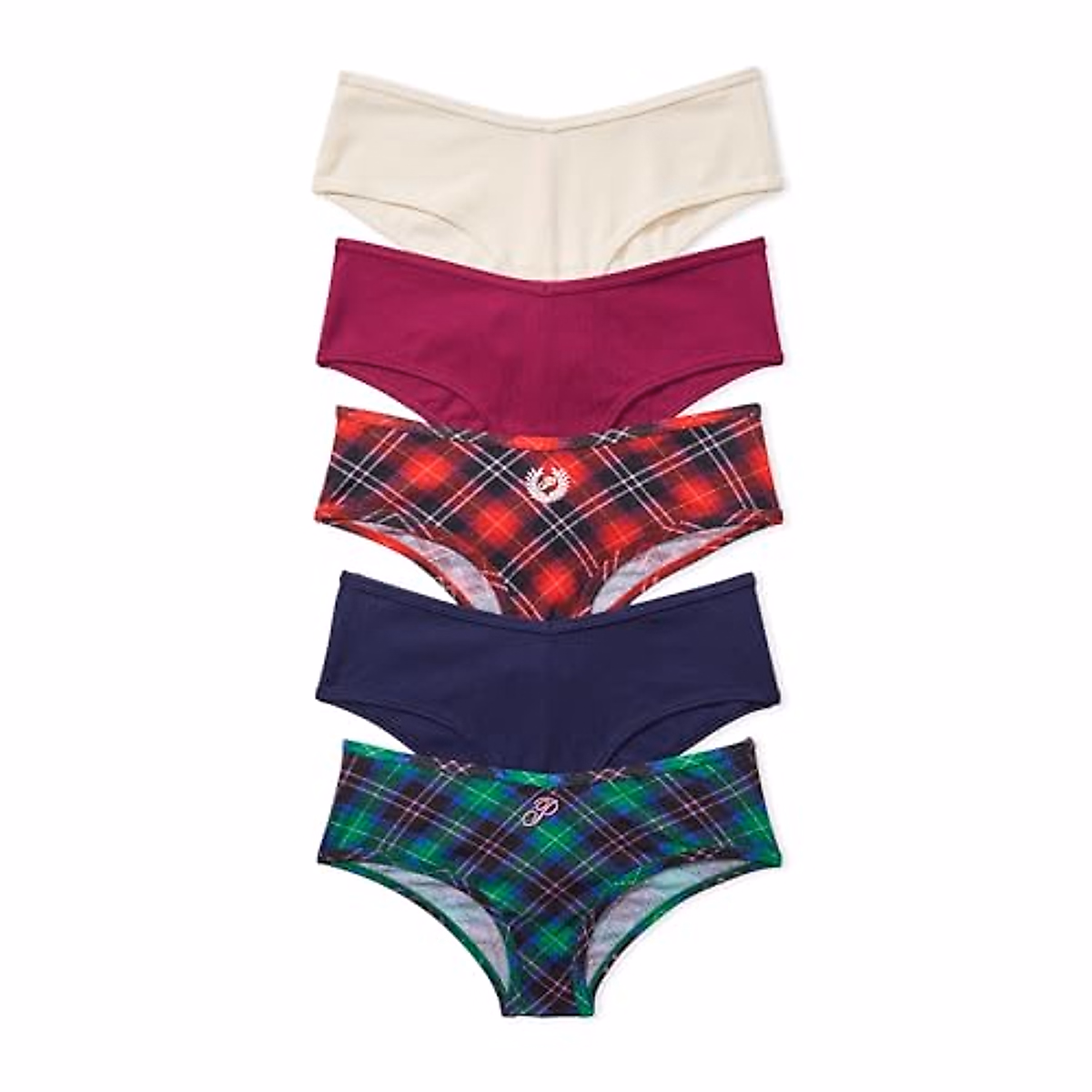 Victoria's Secret PINK Women's Cotton Cheeky Underwear, Panties for Women, Holiday Plaid, (XS)