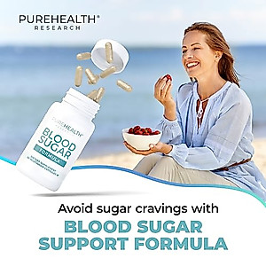 PUREHEALTH RESEARCH Glucose Balance Supplement - Blood Glucose Blend with Vitamin C, Magnesium, and Berberine for Men & Women, Increase Energy & Focus, Non-GMO, 60 Count