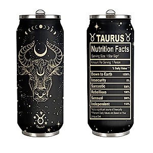 tatamonkey Taurus Constellation Tumbler Zodiac Mens Womens Stainless Steel Tumblers Astrology Fans Birthday Gifts Coffee Sublimation Mugs Car Cup - 17 OZ