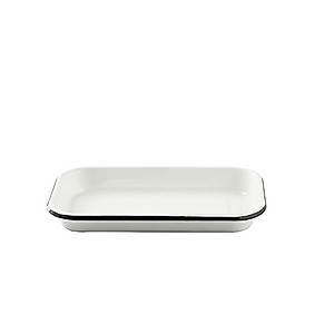 Tablecraft Sheet pan Server, 1/8 Size, Creamy White with Black Rim, 10x6x1.125
