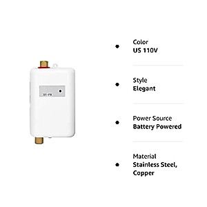 Instant Water Heater, White Mini Tankless Instant Hot Water Heater Bathroom Kitchen Washing With LED Indicator Light for Hot and Cold Dual-Use (US 110V)