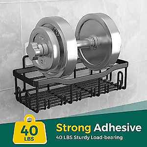 Shower Caddy Adhesive Shower Organizer for Bathroom Storage Organization, 5 Pack Shower Shelves No Drilling, Rustproof Stainless Steel Home & Kitchen Decor, Wall Hanging, RV Accessories, Black