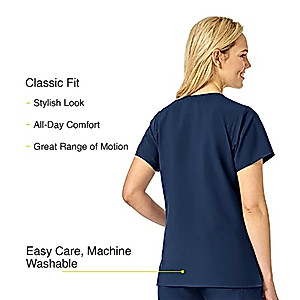 WonderWink W123 Women’s Basic V-Neck Scrub Top — Navy, Medium