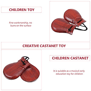 Vaguelly Spanish Castanets, 1 Pair Castanets With String Wood Nashiki Percussion Instrument for Adults