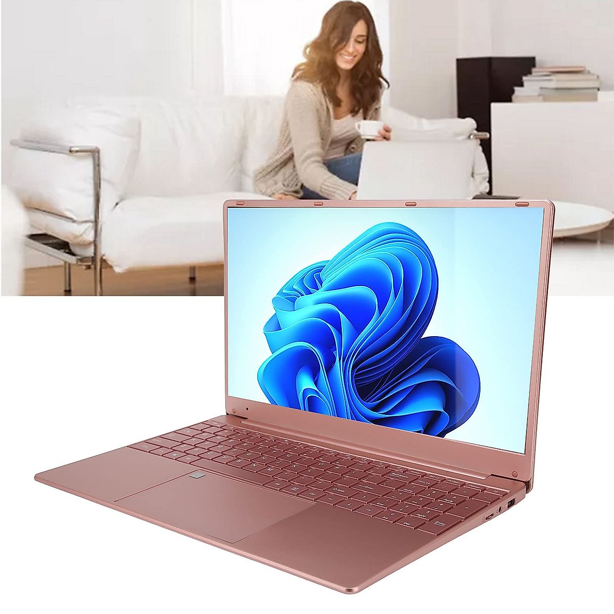 PUSOKEI 15.6in Laptop for Windows 10, Intel N5095CPU 12GB RAM 128G ROM 1080P Portable Laptop, Ultra Thin Laptop with Fingerprint Numeric Keypad, 2K Resolution IPS Screen
