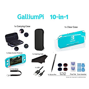GALLIUMPI Newest Nintendo Switch Lite - Turquoise Game Console, 5.5” LCD Touch 1280x720 Screen, Built-in +Control Pad, WiFi, Bluetooth 10-in-1 Bundle