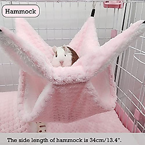 SEIS 3 Pcs Plush Hamster Hammock Set Sugar Glider Hanging Cage Accessories Set Small Animal Hammock Channel Mat for Guinea Pig Rat Gerbil Squirrel Birds Parrot (Pink)