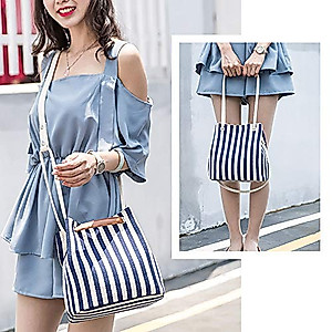 LOYUYU Women's Tote Bag Canvas Shoulder Bag Hobo Bag Daily Working Handbag Navy