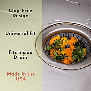 Dripsie Sink Strainer - Clog-Resistant and Flexible - Universal Kitchen Sink Drain Strainer - Made in The USA (2-Pack Gray)