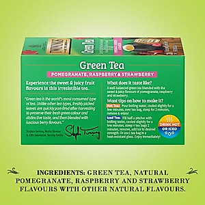 Twinings Green Tea with Pomegranate, Raspberry, and Strawberry - Caffeinated Green Tea Bags Individually Wrapped, 20 Count (Pack of 2) 