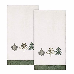 Avanti Linens Christmas Trees Collection 2 pc Fingertip Towel Set, White