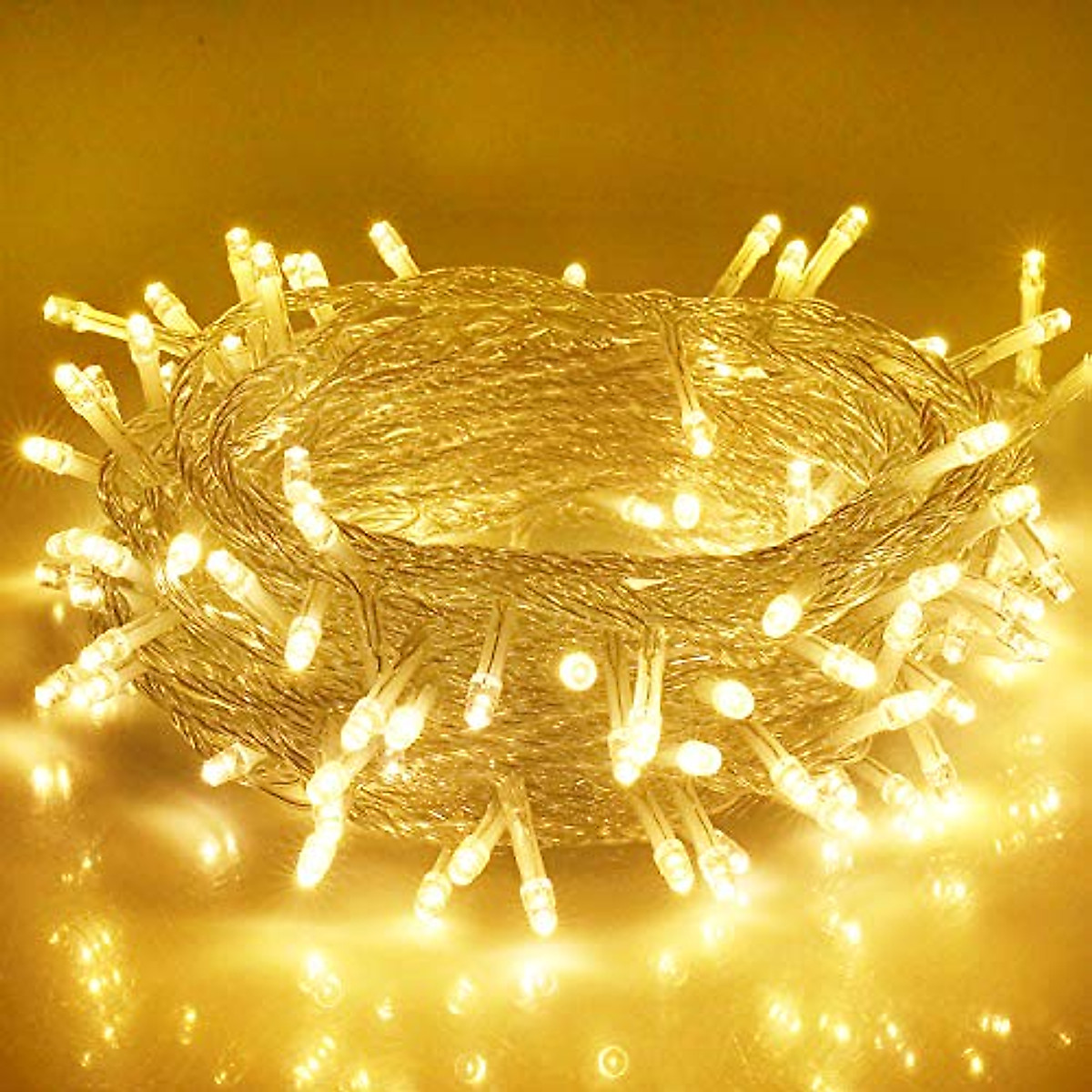 Blingstar Christmas Lights 33ft 100 LED String Lights 30V Plug in Fairy Lights Waterproof 8 Modes Warm White Fairy String Lights for Indoor Outdoor Bedroom Wedding Party Patio Christmas Tree