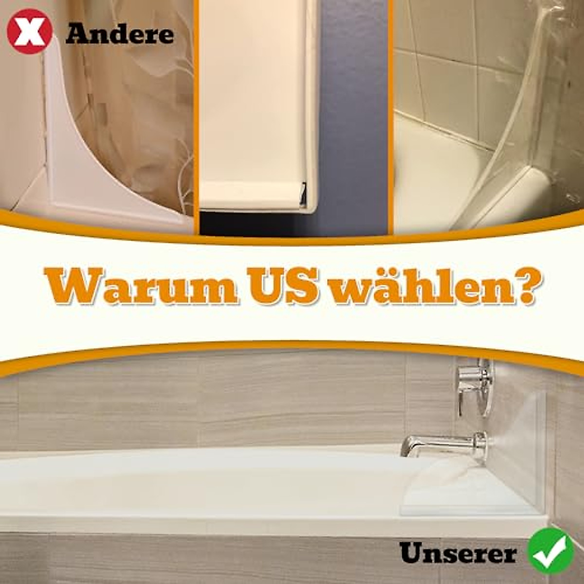 Honitra 2Pcs Shower Splash Guard, Self- Adhesive Transparent Shower Water Guard, Bath Corner Water Splash Guard to Keep Water in Shower, Tub Splash Guard