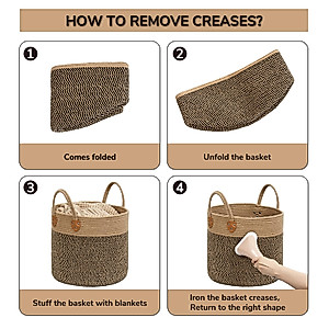 TIMEYARD Woven Baskets, 14'' x 12'' Wicker Plant Basket Home Decor, Decorative Basket Laundry Baskets for Clothes Pillows Towel, Black