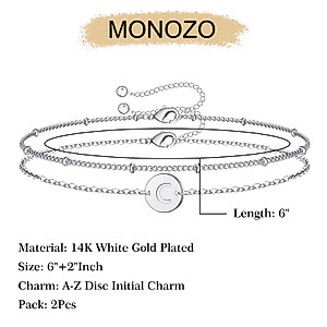 MONOZO Birthday Gifts - Valentines Day Gifts - Teen Girl Gifts - Silver Bracelets for Women, Initial Bracelets for Teen Girls | Valentines Day Gifts | Personalized Birthday Gifts for Women Girls Gifts