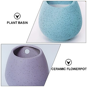 Outdoor Decor Ceramic Flower Pot 2pcs Practical Flowerpot Simple Succulent Storage Pot Home Plant Container Air Plants