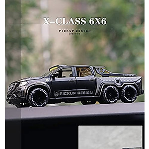 Simulation Alloy Car Modle Pickup 1/28 Metal Toy Car Sound Light Pull Back Model Toys for Boys Light Toys (Black)