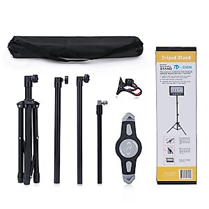 T-SIGN IPad Tripod Stand, Reinforced Foldable Floor Tablet Stand, Height Adjustable 360° Rotating Mount for All 7 to 12 Inches Tablets, Carrying Case, Phone Holder, Bluetooth Remote Control