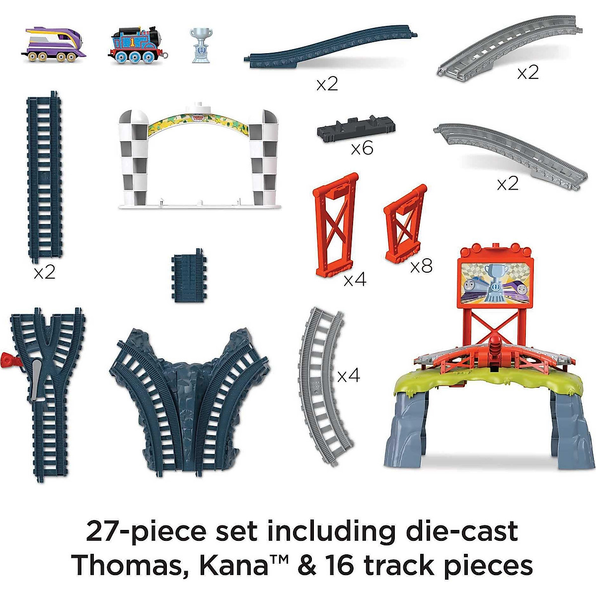 Thomas & Friends Diecast Toy Train Set Race for the Sodor Cup Track Playset with Thomas & Kana Engines for Pretend Play Kids Ages 3+ Years
