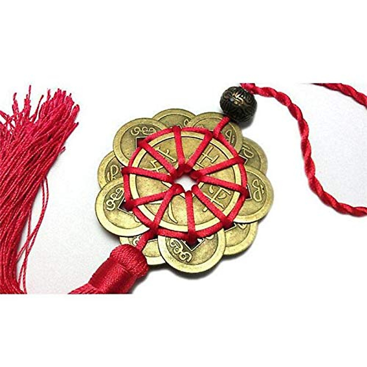 EatingBiting Red String Brass Chinese Feng Shui Coins 10 Lucky Charm Ancient Copper Ching Coins for Good Luck & Wealth Success Chinese Knot Lucky Coins Feng Shui Coins Fortune Coin