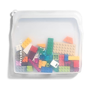 Premium Platinum Silicone [6 PACK] Reusable Food Storage Bags, 30 ounces, Press to Lock, Stash Snacks & Meal Prep, Sandwich Size, Microwave, Oven, & Freezer Safe.