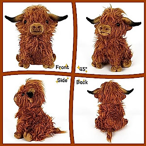 Erweicet Scottish Highland Cow Stuffed Animal 9 Inch Highland Cow Doll Highland Cow Plush Cute Soft Toy for Babys Kids Girls Boys Adults Birthday Gifts Home Decoration