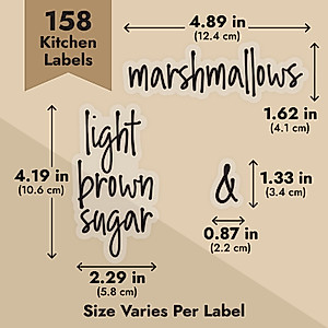 Talented Kitchen 158 Pieces Food Storage Labels for Glass Kitchen Containers, Preprinted Black Script on Clear Stickers for Fridge, Freezer, Pantry Organization (Water Resistant)