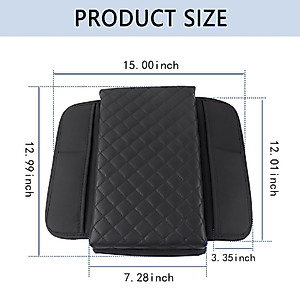 Car Center Console Cover,Soft and Comfortable Car Armrest Box Pad with 2 Storage Bags,Four Seasons Universal Car Interior Accessories Arm Rest Cover for Car Truck SUV Van (Size:12.99x7.28inch)