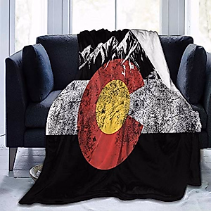 Carwayii Flannel Throw Blanket,Colorado Flag Vintage Mountain Soft Sherpa Lap Blanket for Family Birthday Gift,Durable Sofa Blanket Cozy Noon Break Blanket for Office Home Bed -50''x60''