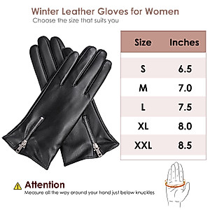 Dsane Winter Leather Gloves for Women, Touchscreen Texting Warm Driving Gloves (Black, M)