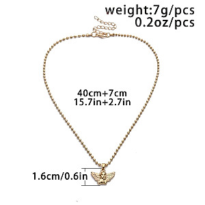 YOOESTORES82 Angel Necklace Cherub Necklace for Women,Angel Wings Pendant Necklace,Cupid Guardian Y2K Aesthetic Necklace (Gold)