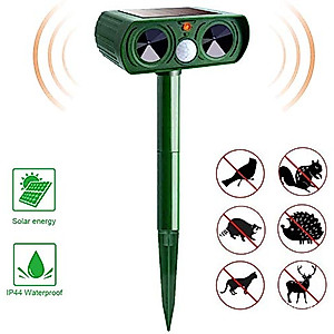 kaforto Ultrasonic Solar Animal Repeller, Ultrasonic Pest Repeller with Motion Sensor, Outdoor Squirrel Snake Raccoon Deer Mouse Repellent for Yard & Farm & Garden & Lawn (14.7inch-009)