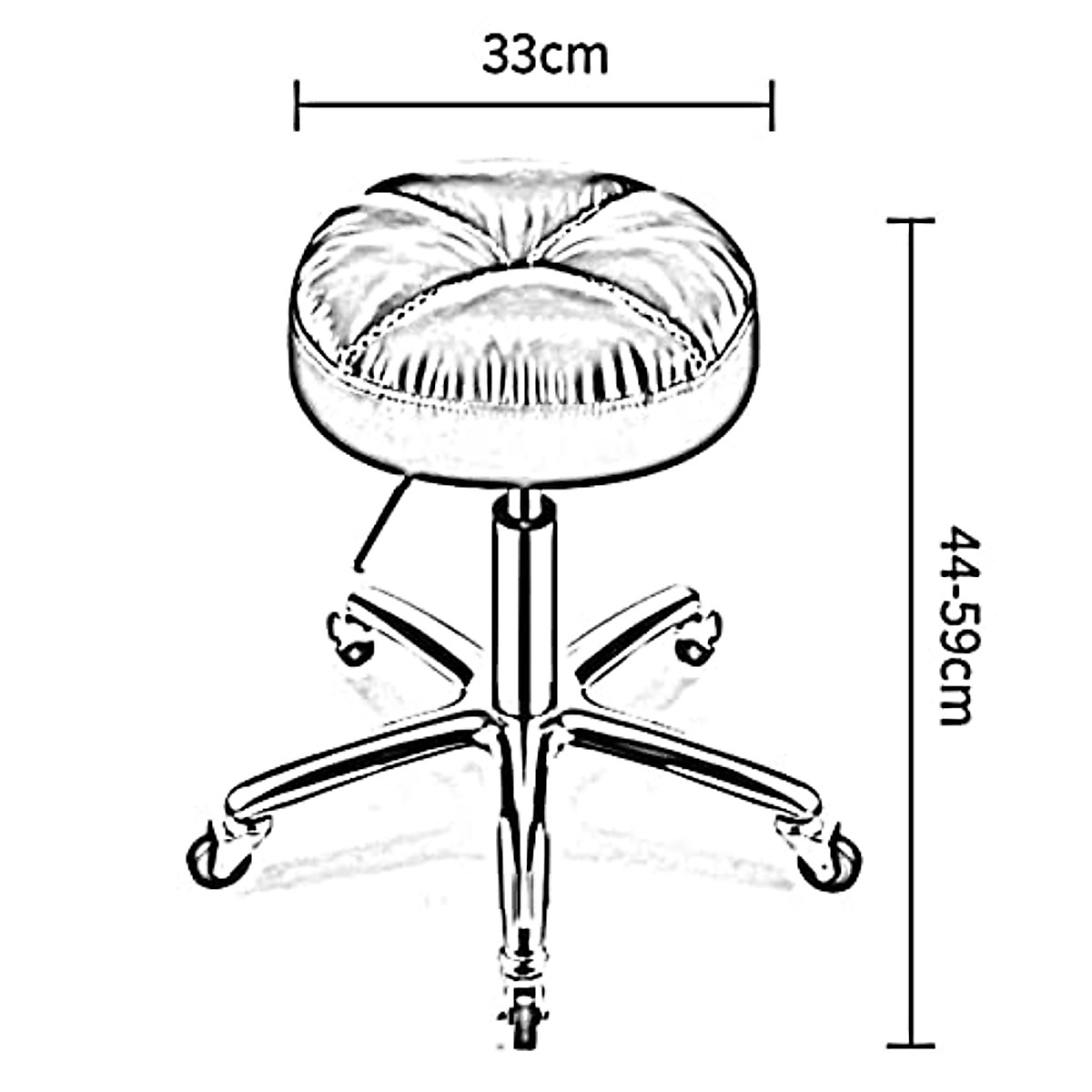 LWBLJX Rolling Bar Stool on Swivel Wheels Beauty Salon Counter Chair, Waterproof PU Leather Seat & Metal Frame, SGS Air Rods Adjustable Lifting 44-59 cm(Color:Blue)