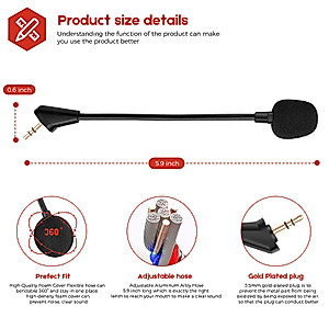 AKKE Cloud Alpha Pro Replacement Mic 2 PCS 3.5mm Detachable Game Microphone Boom Compatible Cloud Alpha S, Alpha PRO Gaming Headsets