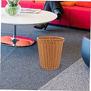 OKUMEYR Trash Can, Plastic, Brown, Open-Top