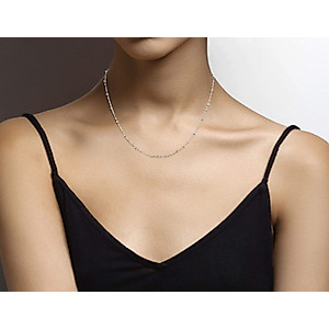 Miabella Italian 925 Sterling Silver Singapore Bead Chain Station Necklace for Women, Made in Italy (18 Inch (women's average length))