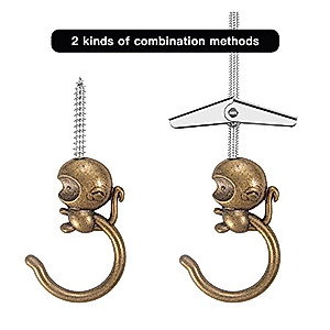 BAMI-LEE House Monkey Ceiling Hooks for Hanging Plants, 8 Pack Swag Ceiling Hooks, Heavy Duty Swag Hook with Hardware Including Screws and Toggle Wings for Ceiling Installation Wall Fixing (Bronze)